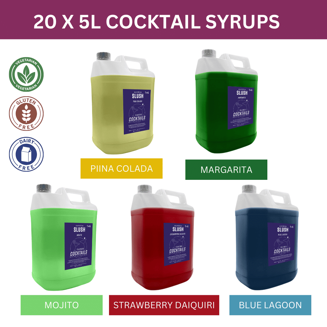 Slush Syrup Multipack | 20 Bottles of Cocktail Syrup | Superb Value